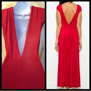 chicline | Dresses | Plunging Neck Line Red Maxi Dress | Poshmark
